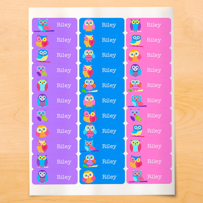 Owls Personalized 33 CT Rectangle Waterproof Labels – KidsRoomTreasures.com