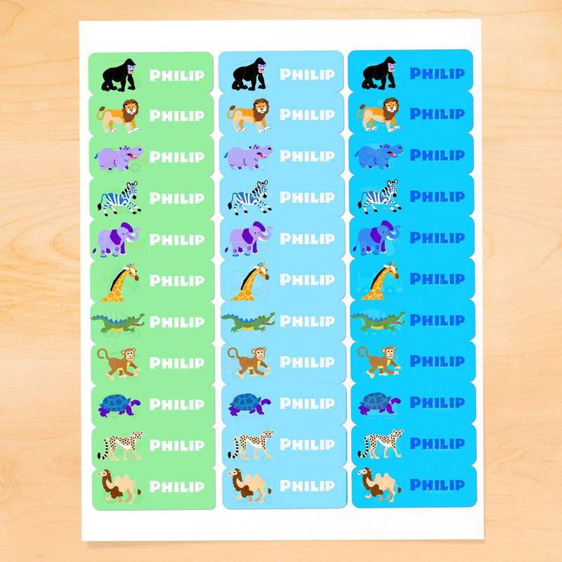 Wild Animals Personalized 33 CT Rectangle Waterproof Labels ...