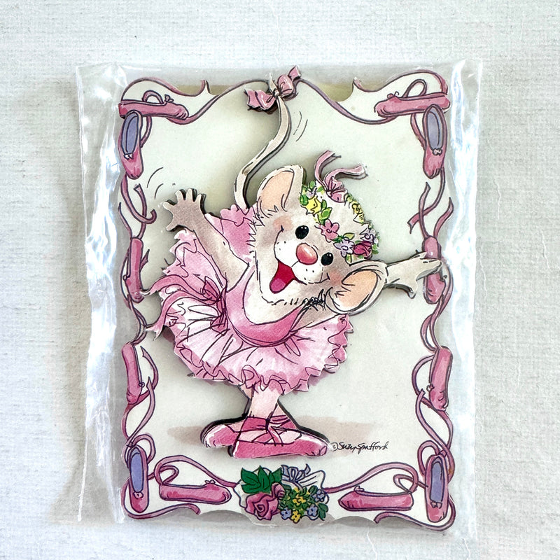 Vintage New Suzy's Zoo Tilly Mouse Pink Tutu Dancing Ballerina 3D Frid ...