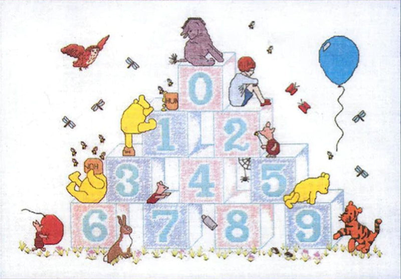 Vintage Rare Disney Classic Winnie The Pooh Numbers Sampler Counted Cr ...