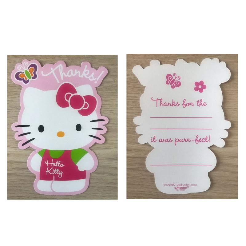 Hello Kitty Party Die Cut Thank You Cards 8 CT – KidsRoomTreasures.com