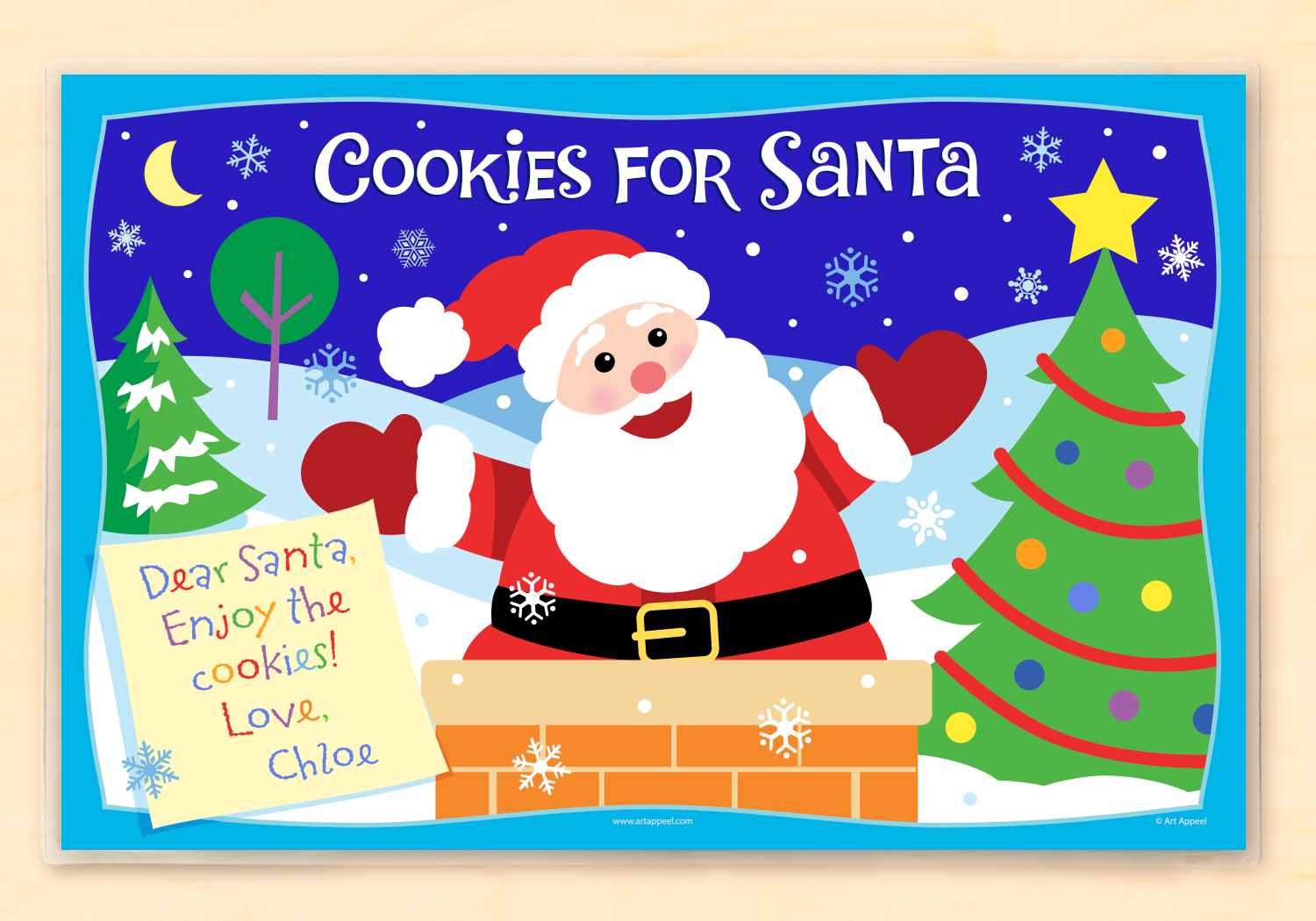 Cookies For Santa Christmas Personalized Placemat 18" x 12" with Alpha ...