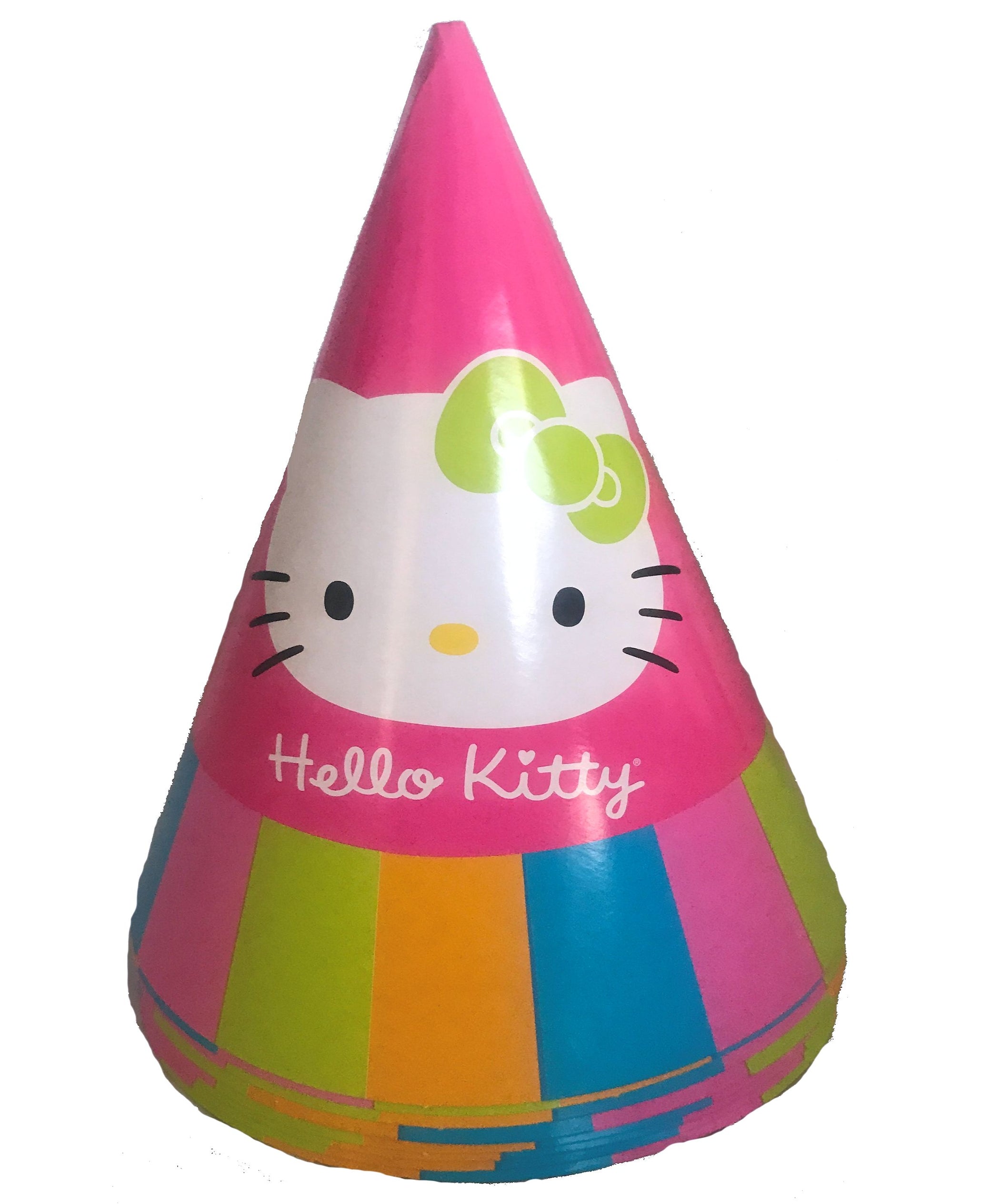Vintage 2004 Hello Kitty Pink Rainbow Stripe Birthday Party Hats 8 CT ...