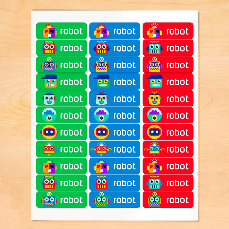 Robots Personalized 33 CT Rectangle Waterproof Labels ...