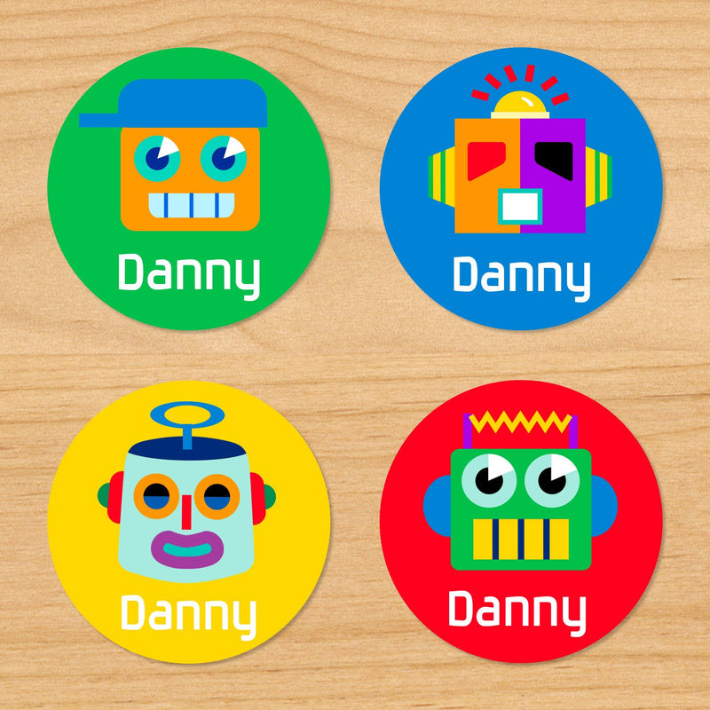 Robots Personalized Round Waterproof Labels 24 CT – KidsRoomTreasures.com