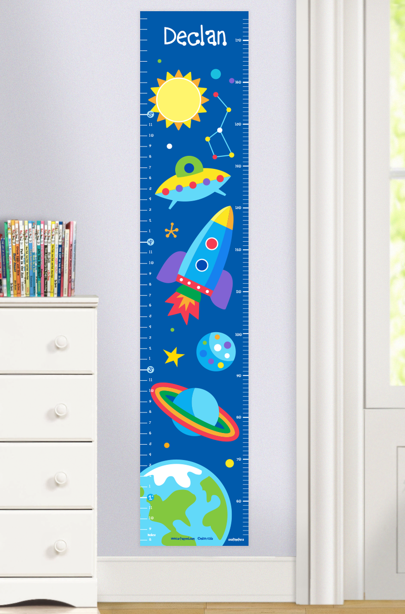 Galaxy Outer Space Planets & Rocket Height Personalized Growth Chart S ...