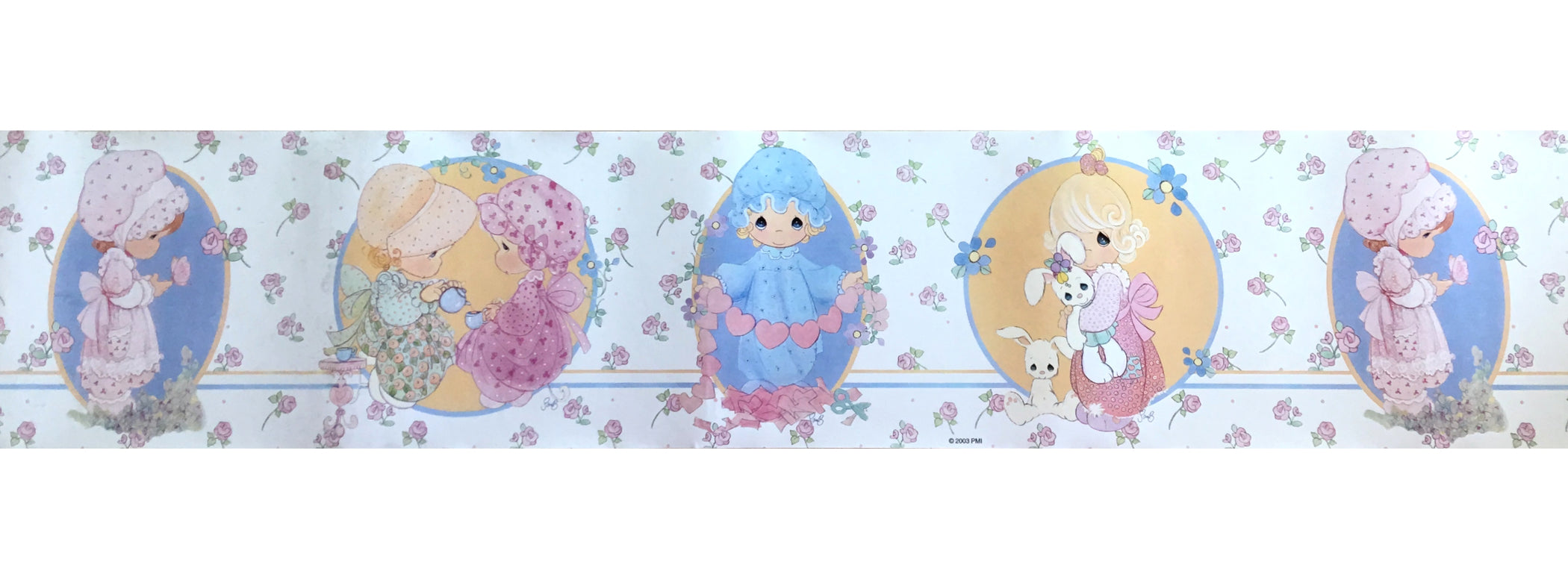 Vintage Precious Moments Girls Roses & Hearts Playtime Peel & Stick Wa ...