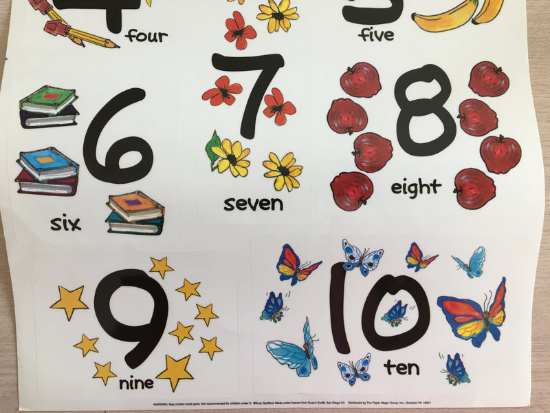 Vintage Suzy's Zoo Numbers Window Mirror Giant School Educational Clin ...