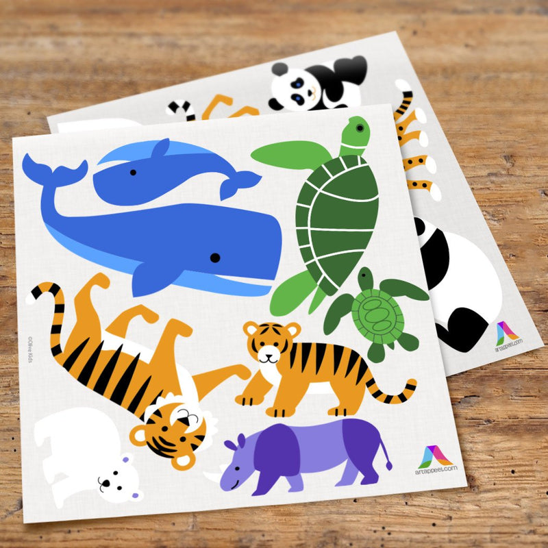 Wild Animals Wall Decals Peel and Stick Stickers - Whale Turtle Tiger ...