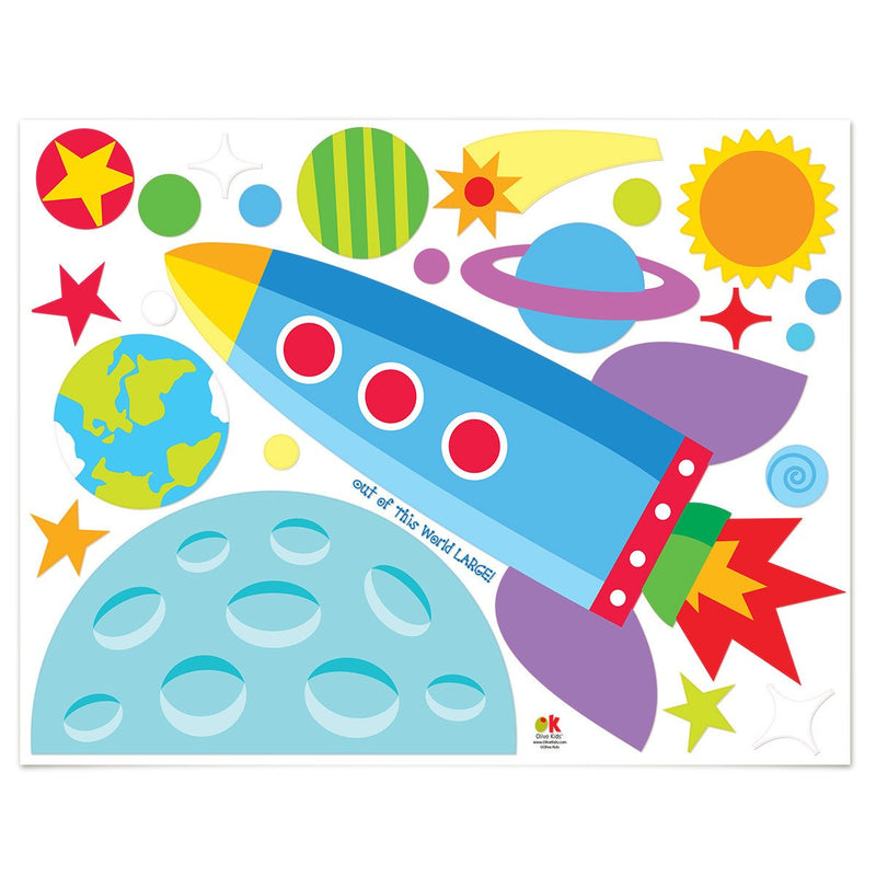 Jumbo 54" Outer Space Rocket Ship Wall Mural Peel & Stick & Personaliz ...