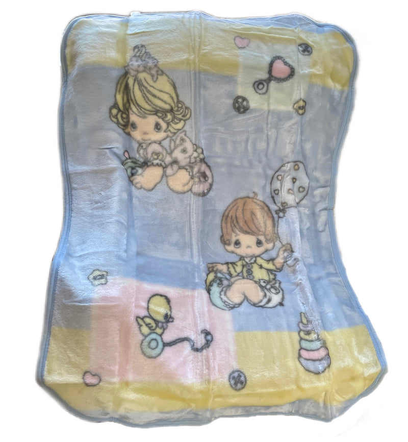 Vintage New Precious Moments Baby Blanket Luxury High Pile Plush Fleec ...